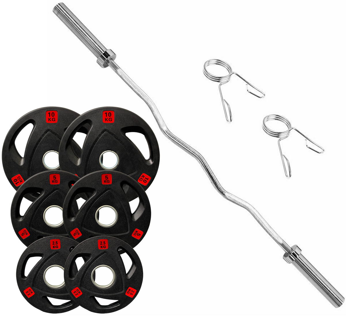 EZ Curl Bar + 35KG Weights Package – J5 Fitness